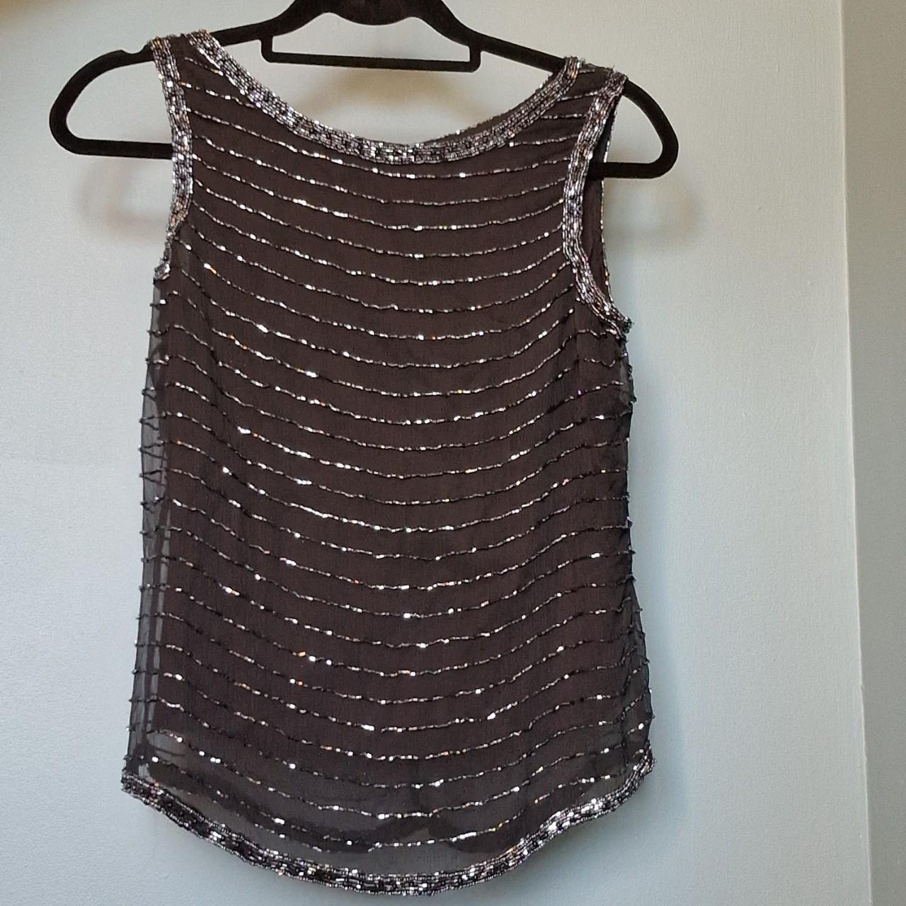 Vintage black beaded top Gorgeous black sleeveless... - Depop