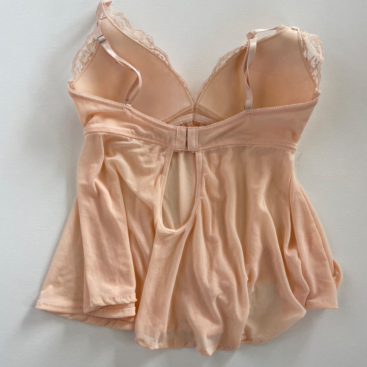 vintage pink lacey sheer baby doll cami shown on a... - Depop