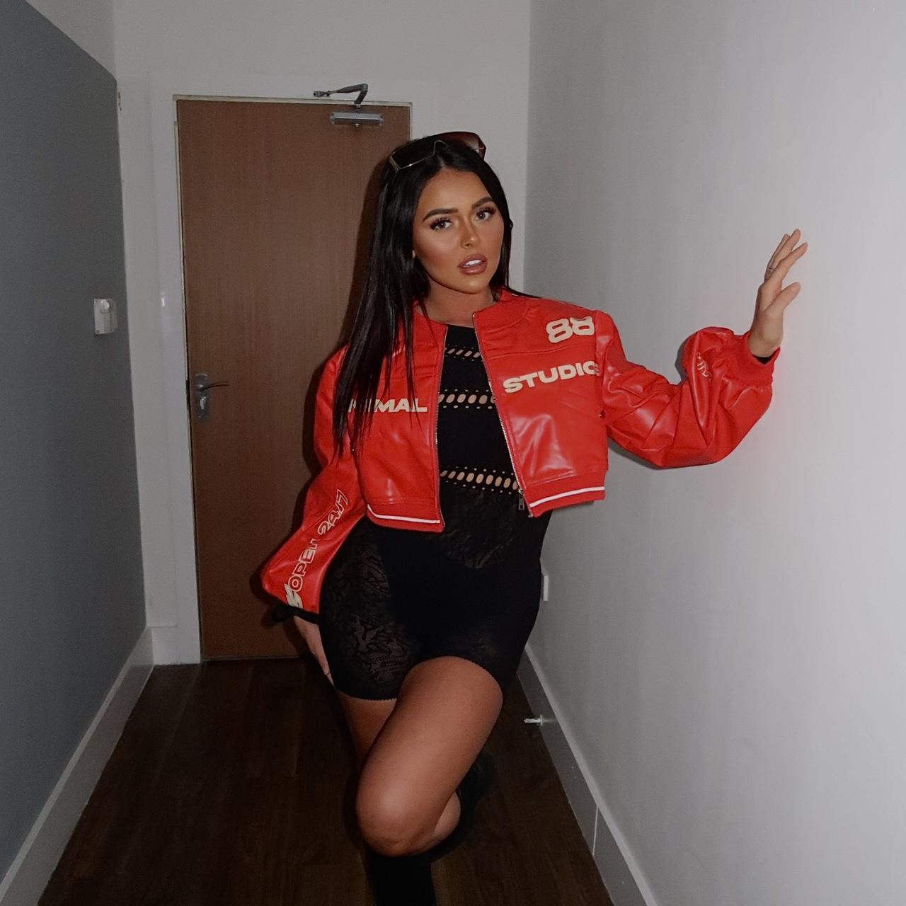 PLT red cropped racer jacket size 8, £58 on site in... - Depop