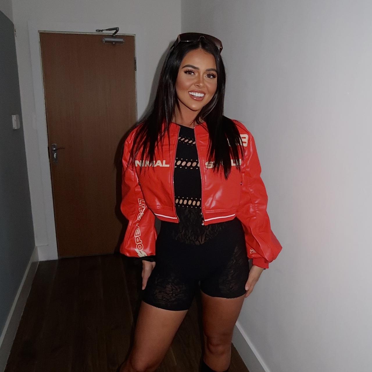 PLT red cropped racer jacket size 8, £58 on site in... - Depop