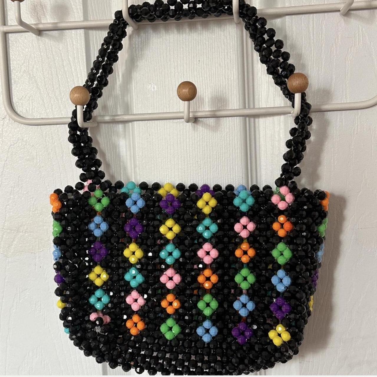 Handmade Beaded Purse 🖤 Black with multicolored... - Depop