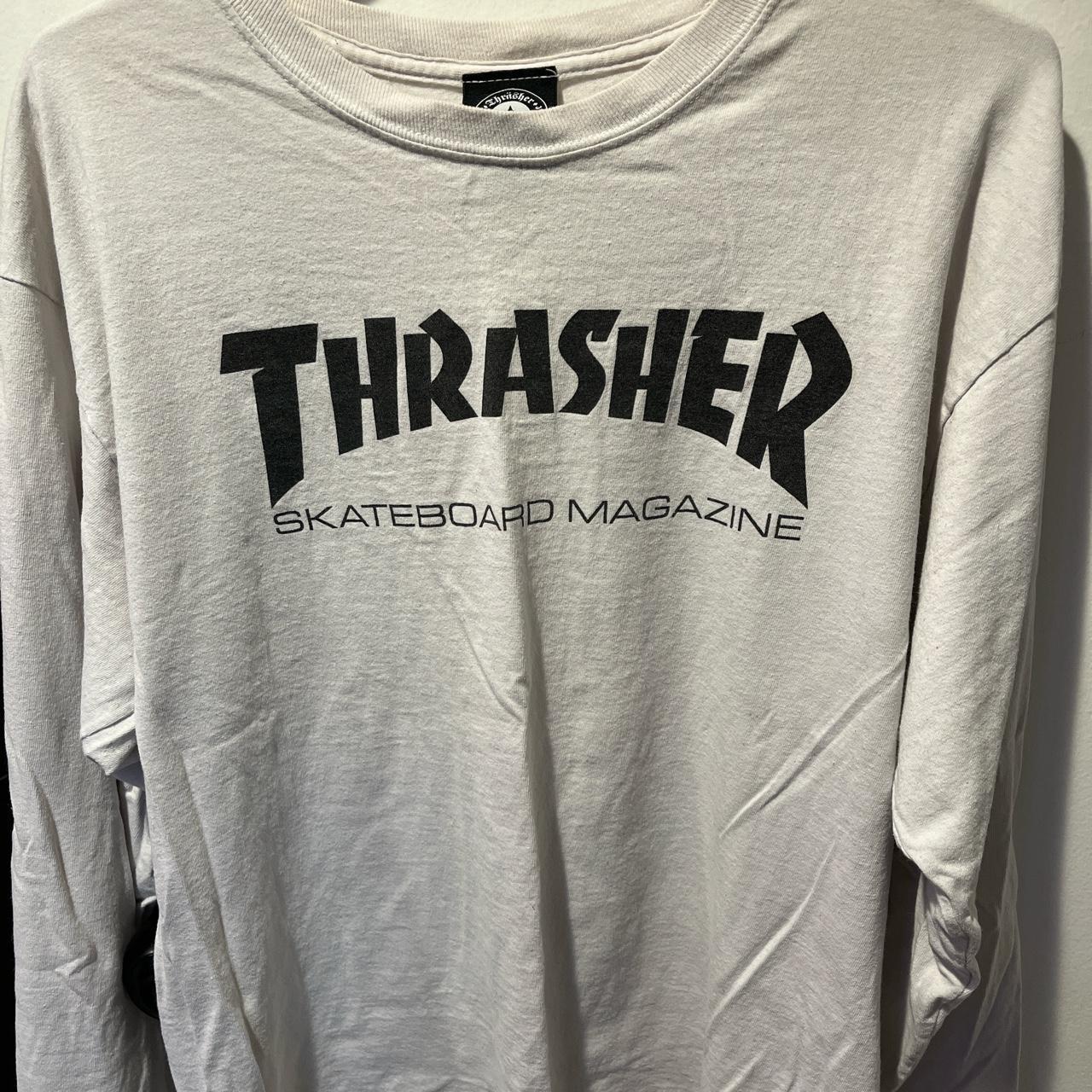 Thrasher Long Sleeve T Shirt White Large - Depop