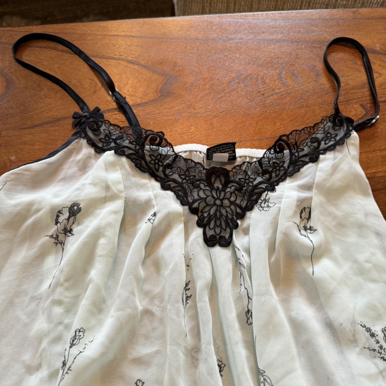 Sheer Black and White Nightgown - Depop