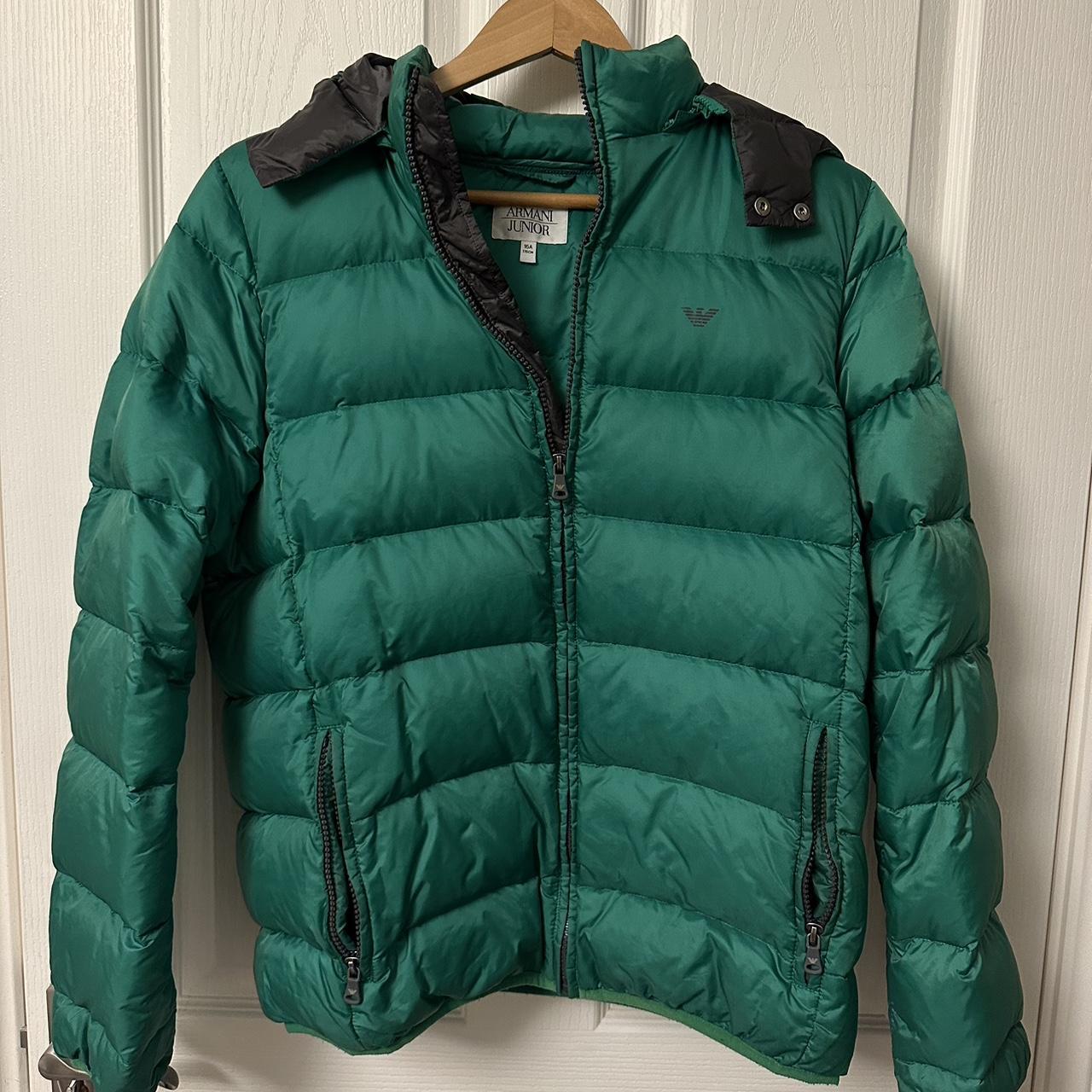 ARMANI JUNIOR Down Puffer Jacket - Green - Boys 16A... - Depop