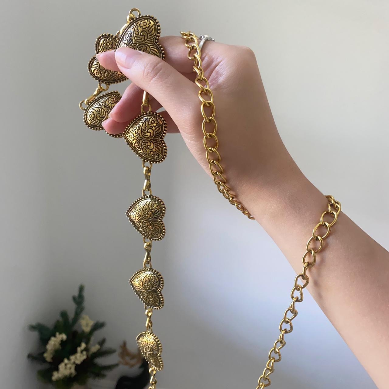 ⚜️ GOLD Heart Gothic Punk Hippy Punk Metal Chain... - Depop
