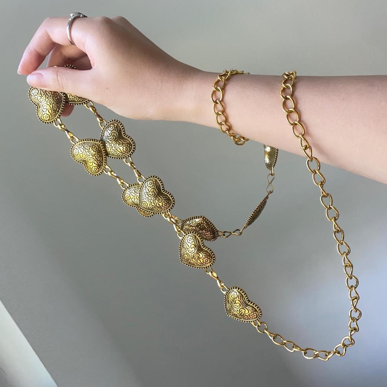 ⚜️ GOLD Heart Gothic Punk Hippy Punk Metal Chain... - Depop