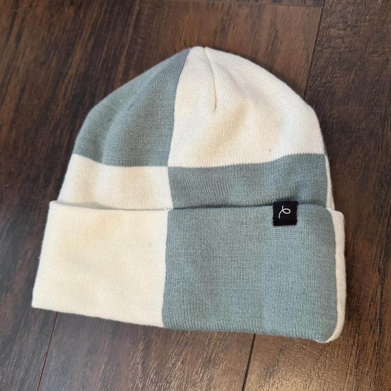 Cream and blue Pendleton beanie #winteraccessories | Depop