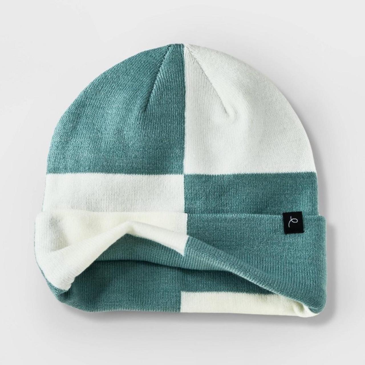Cream and blue Pendleton beanie #winteraccessories | Depop