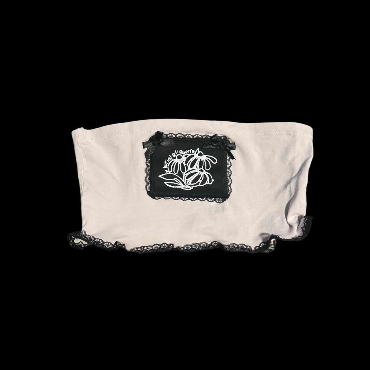 BURIAL ETIQUETTE BAND TUBE TOP ~screen printed patch... | Depop