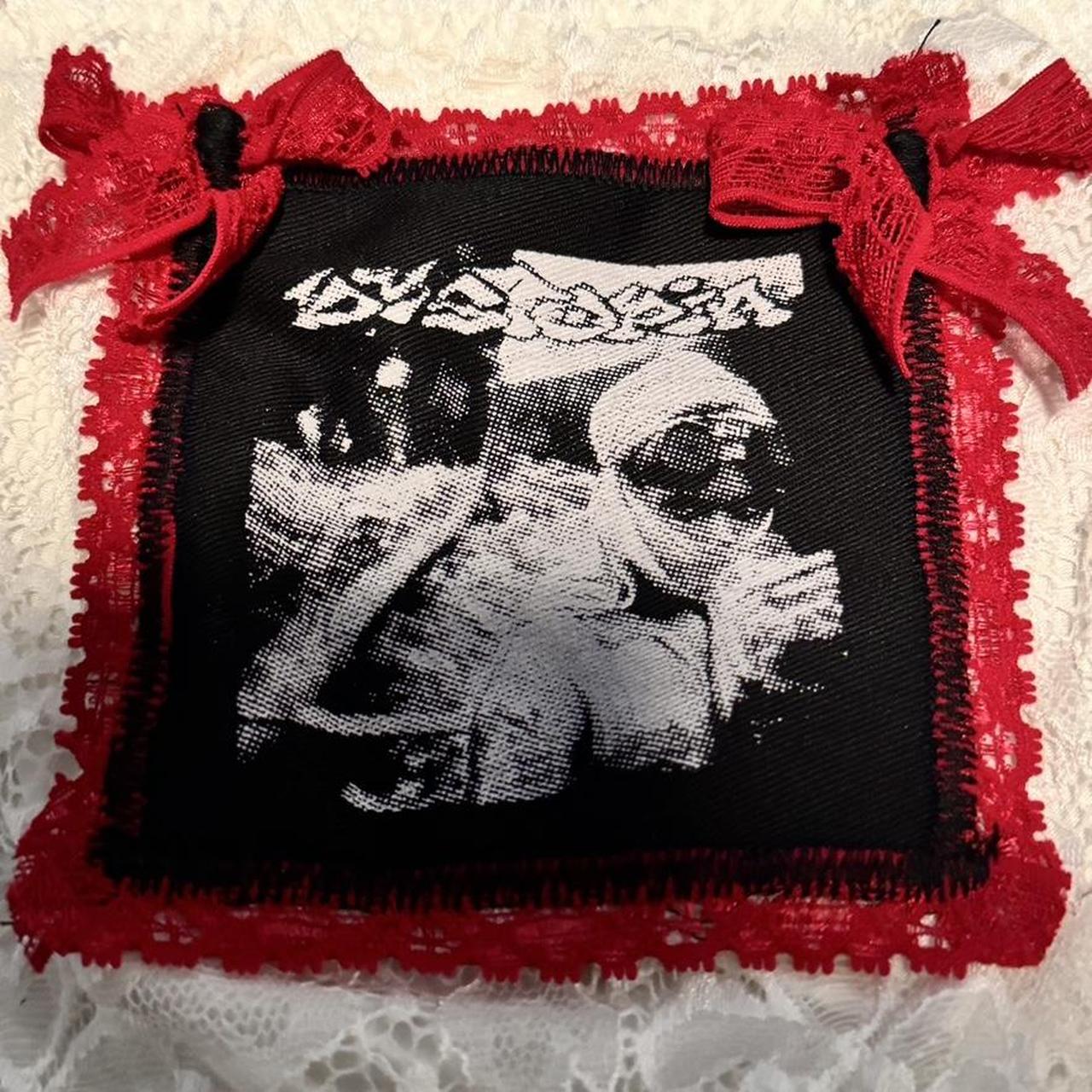 REWORKED/UPCYCLED TUBE TOP ~ patch with red lace... | Depop