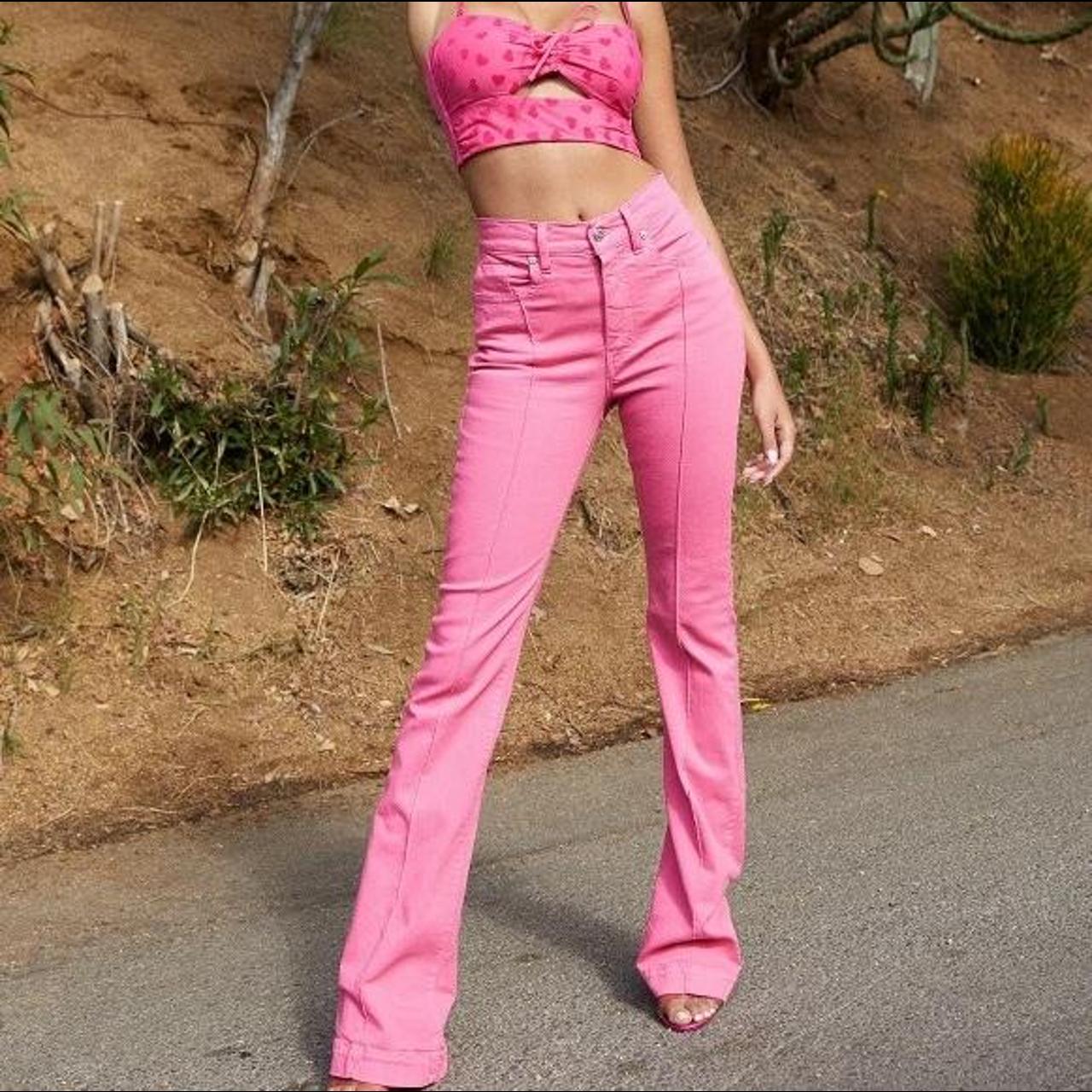 Revice denim venus flares💋 Hot pink Size 25🌟 Cut... - Depop
