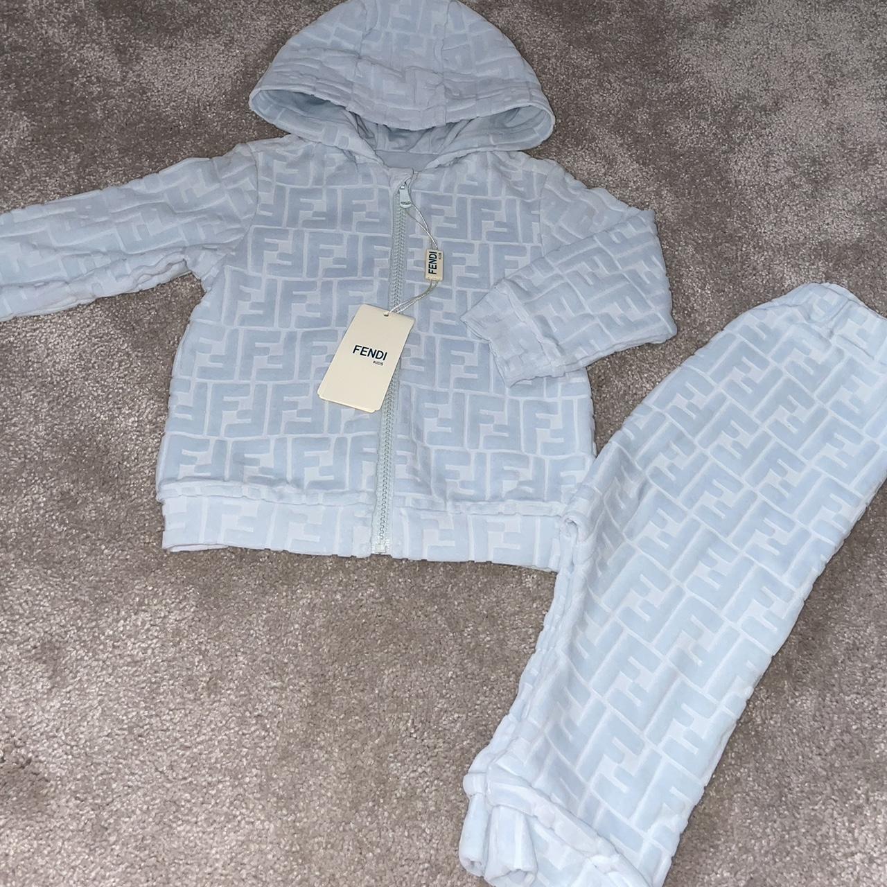 Fendi kids blue FF velvet tracksuit new with tags.... - Depop