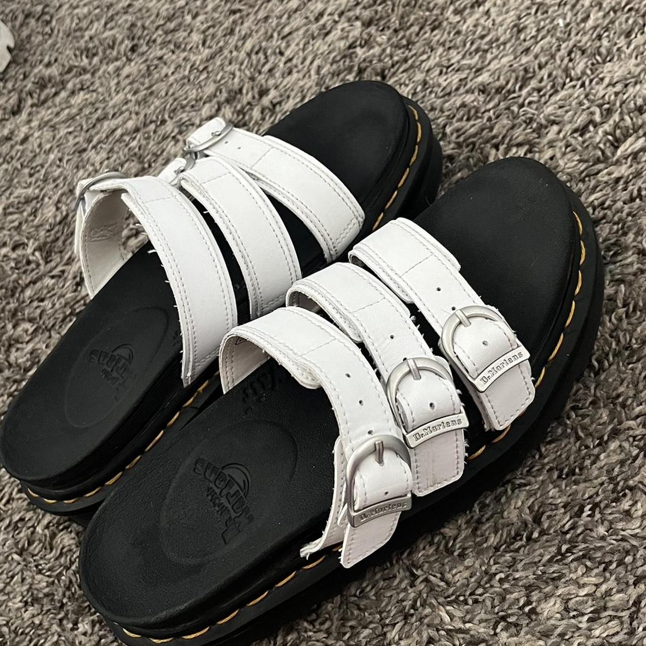 white platform blaire doc marten slides sandal.... - Depop