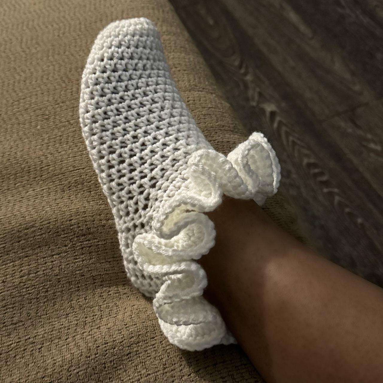 Crochet Footie Socks with Ruffles 🤍 available in... | Depop