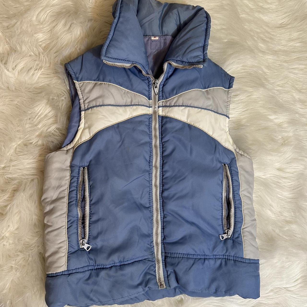 vintage blue puffer vest • small not noticeable... - Depop