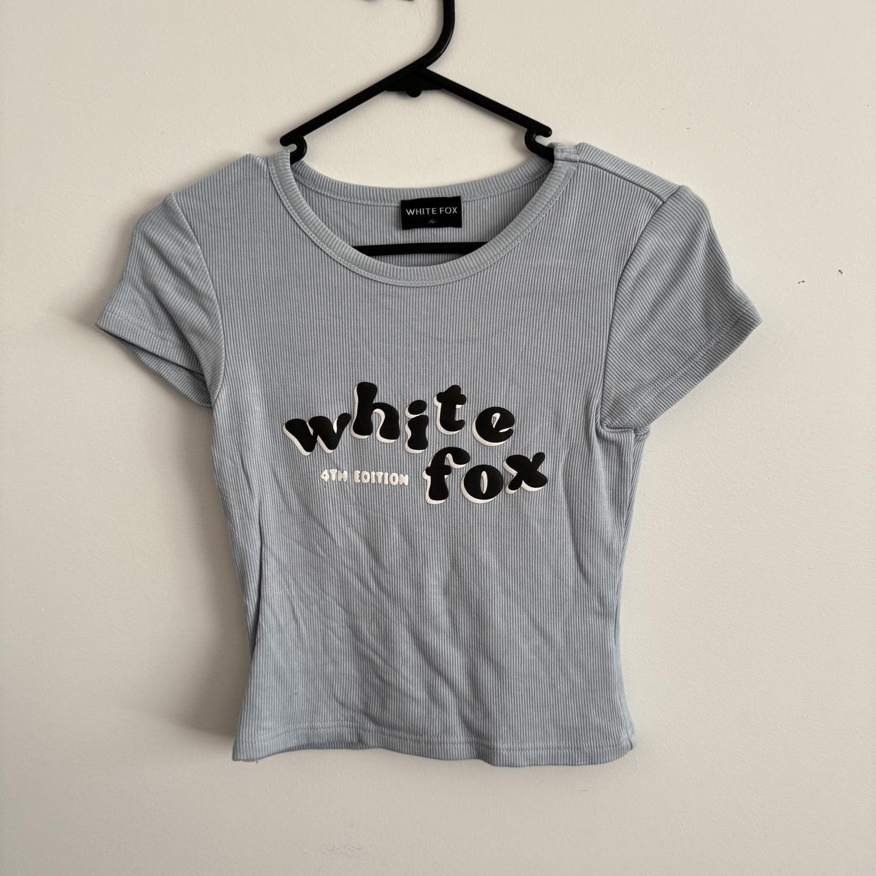 White fox cropped blue top Size small Great... | Depop