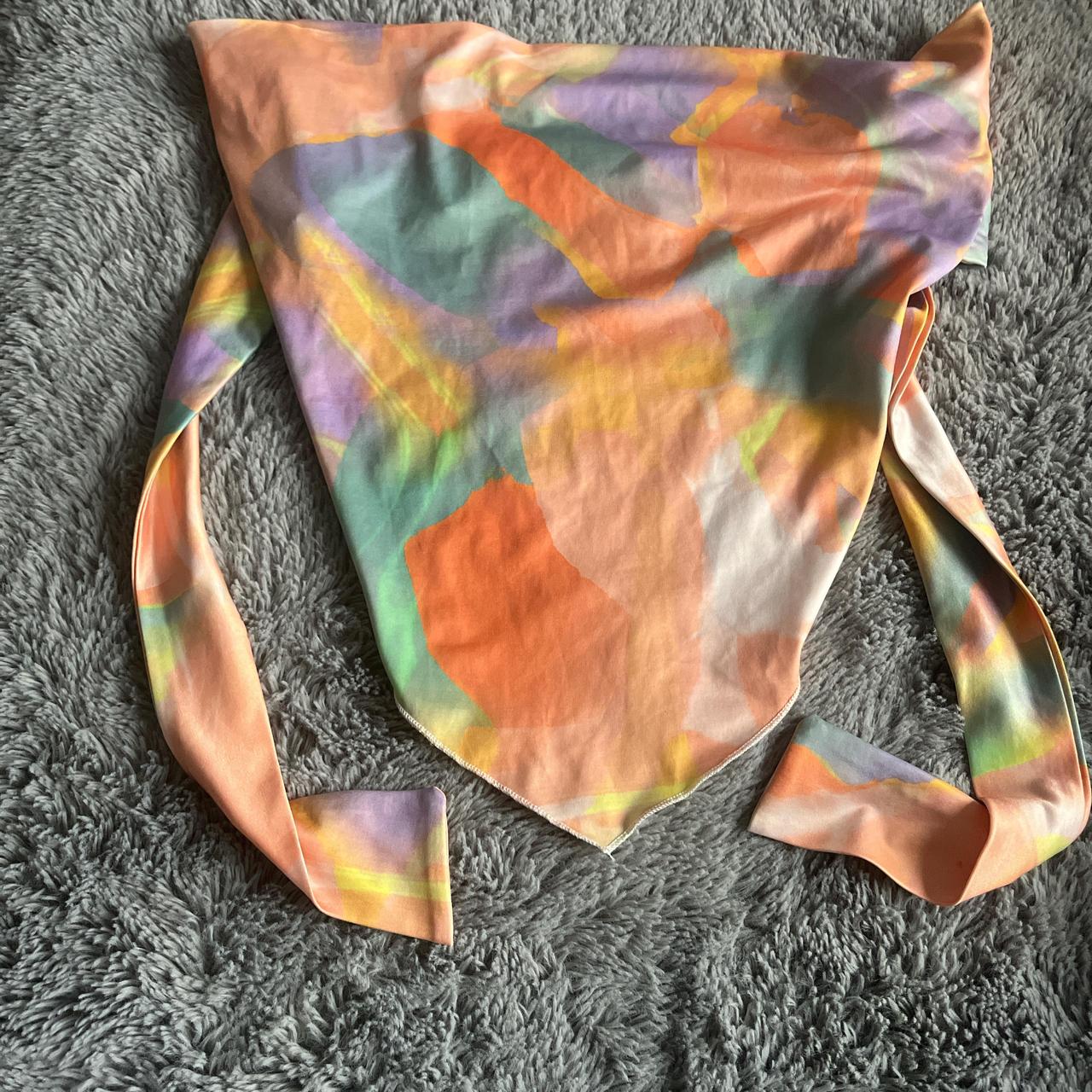 Two boob tube tops Orange, purple and green tie-dye... | Depop