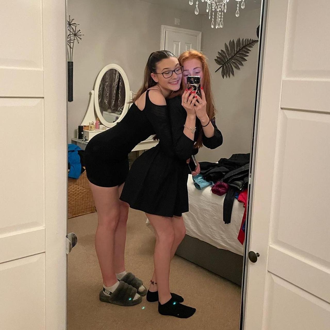 Black oh polly cut out dress in a size 6. Only worn... - Depop