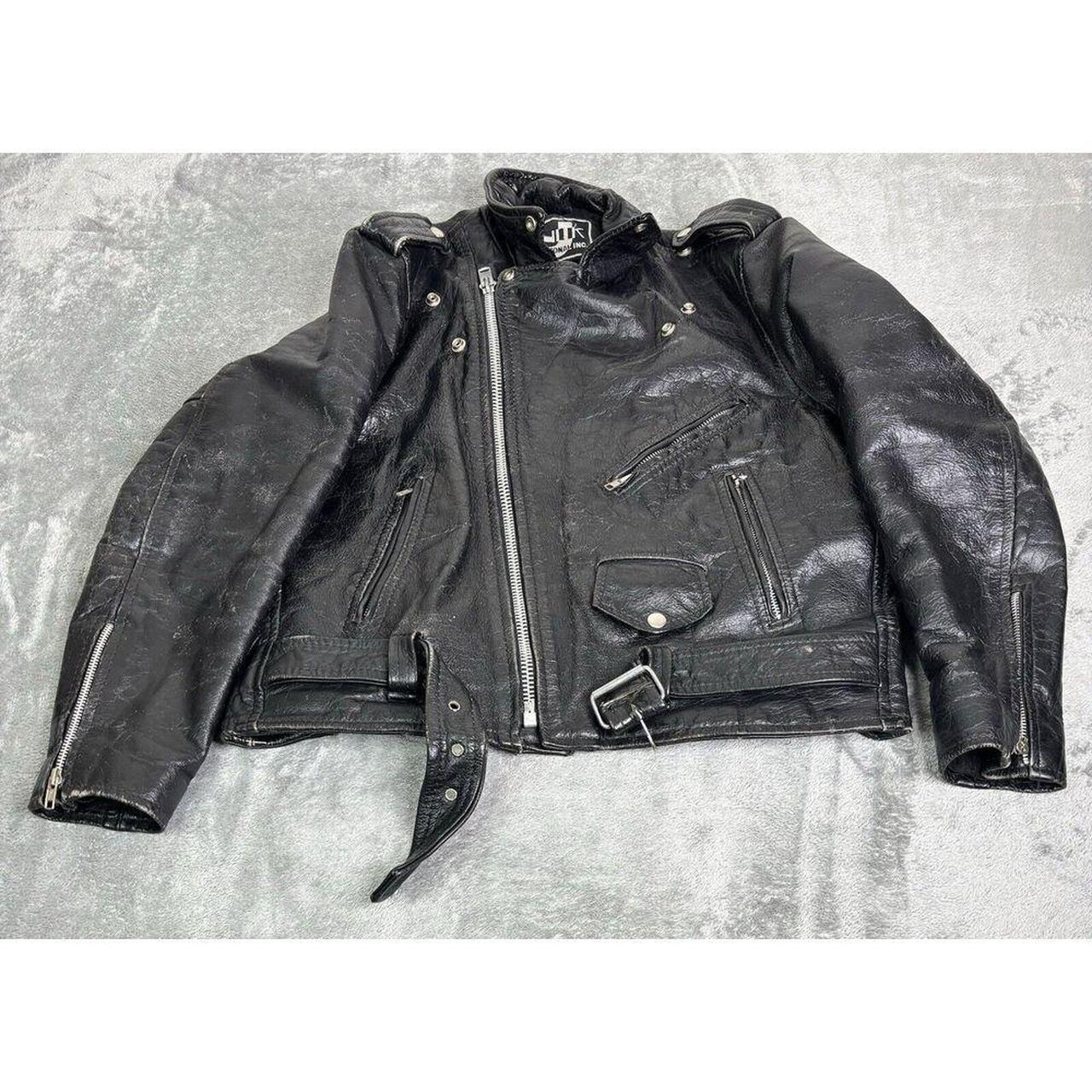 Vintage Unik Biker Leather Motorcycle Jacket Men's... - Depop