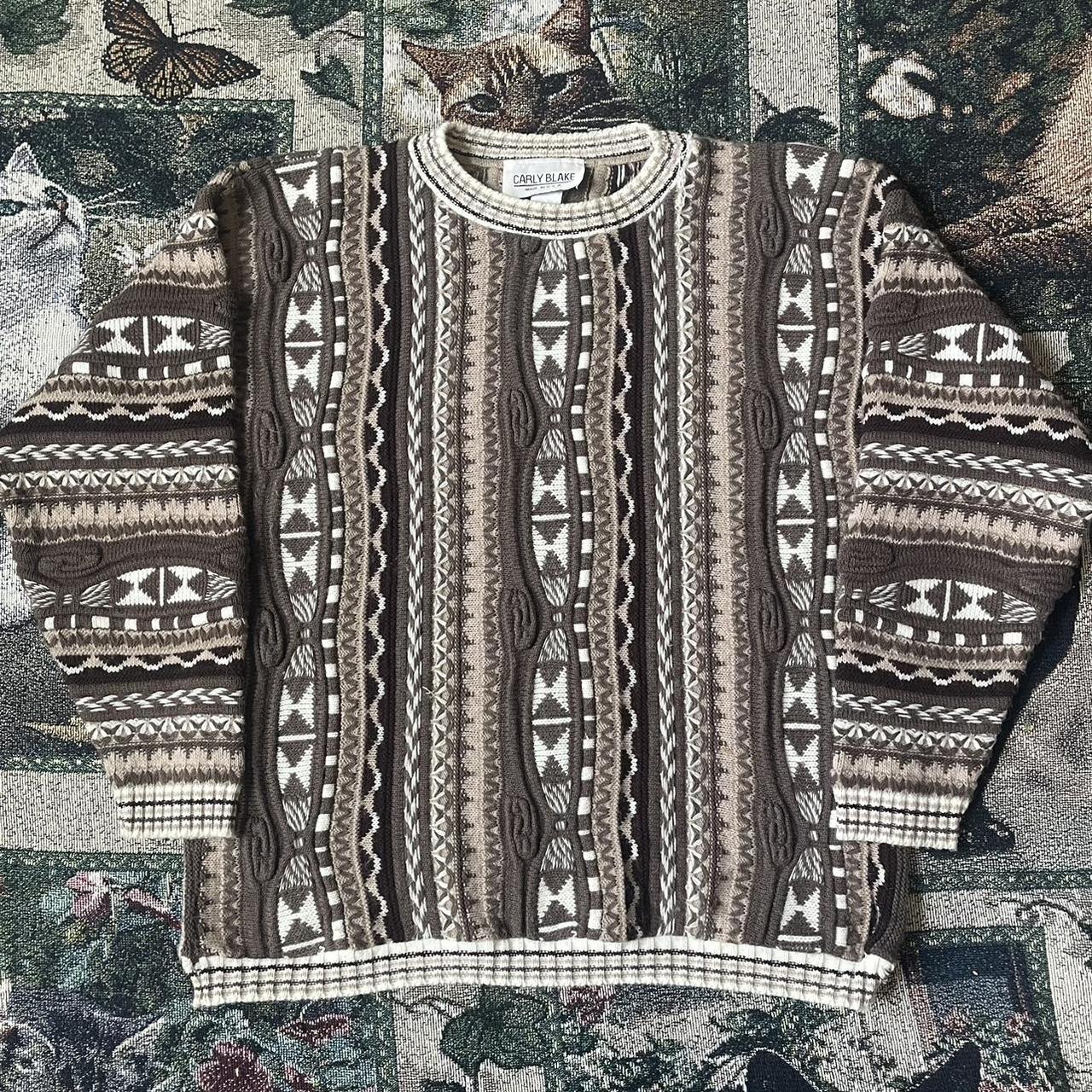 Coogi Men's Brown and Khaki Jumper | Depop