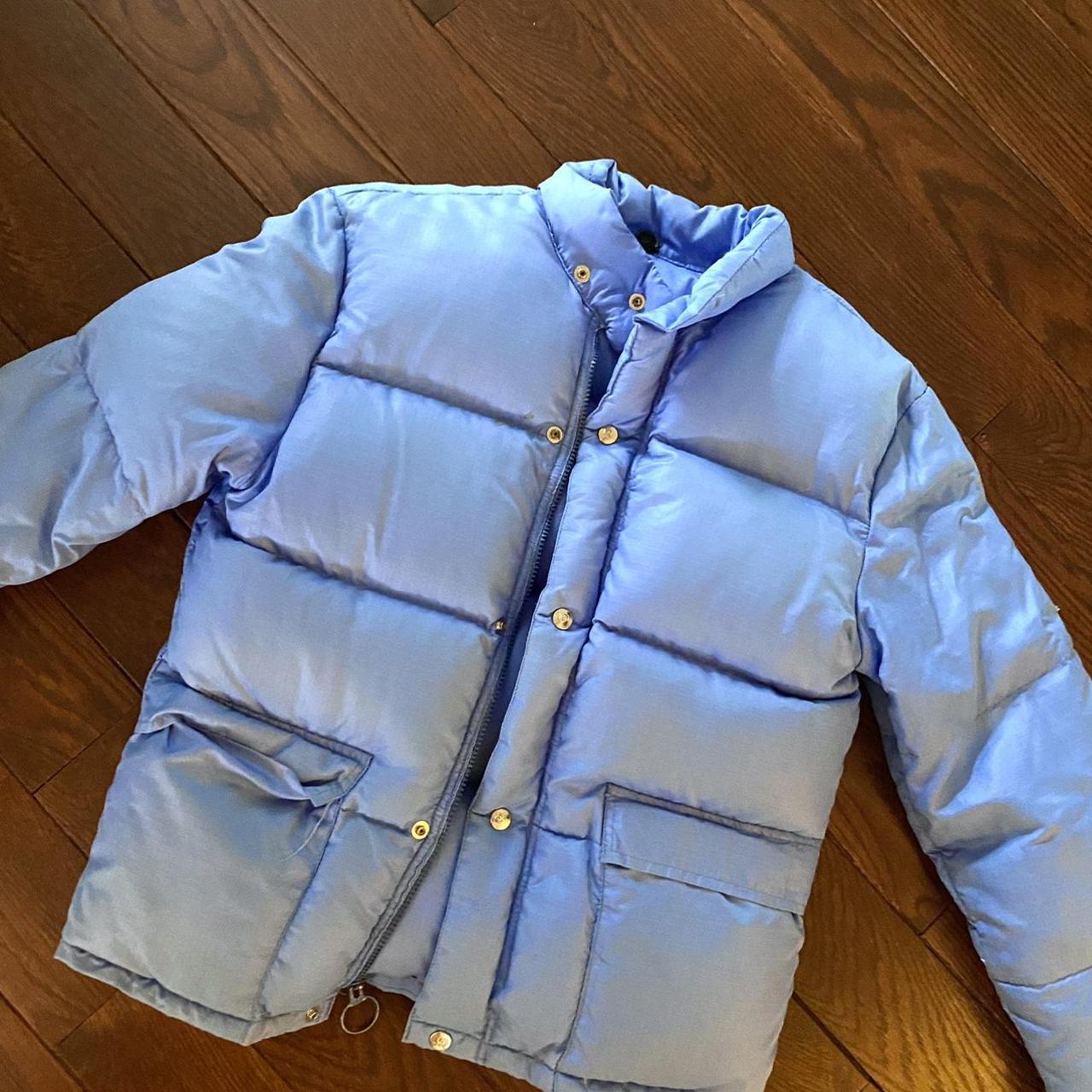Vintage 60s baby blue puffer coat! Fits M/L!! - Depop