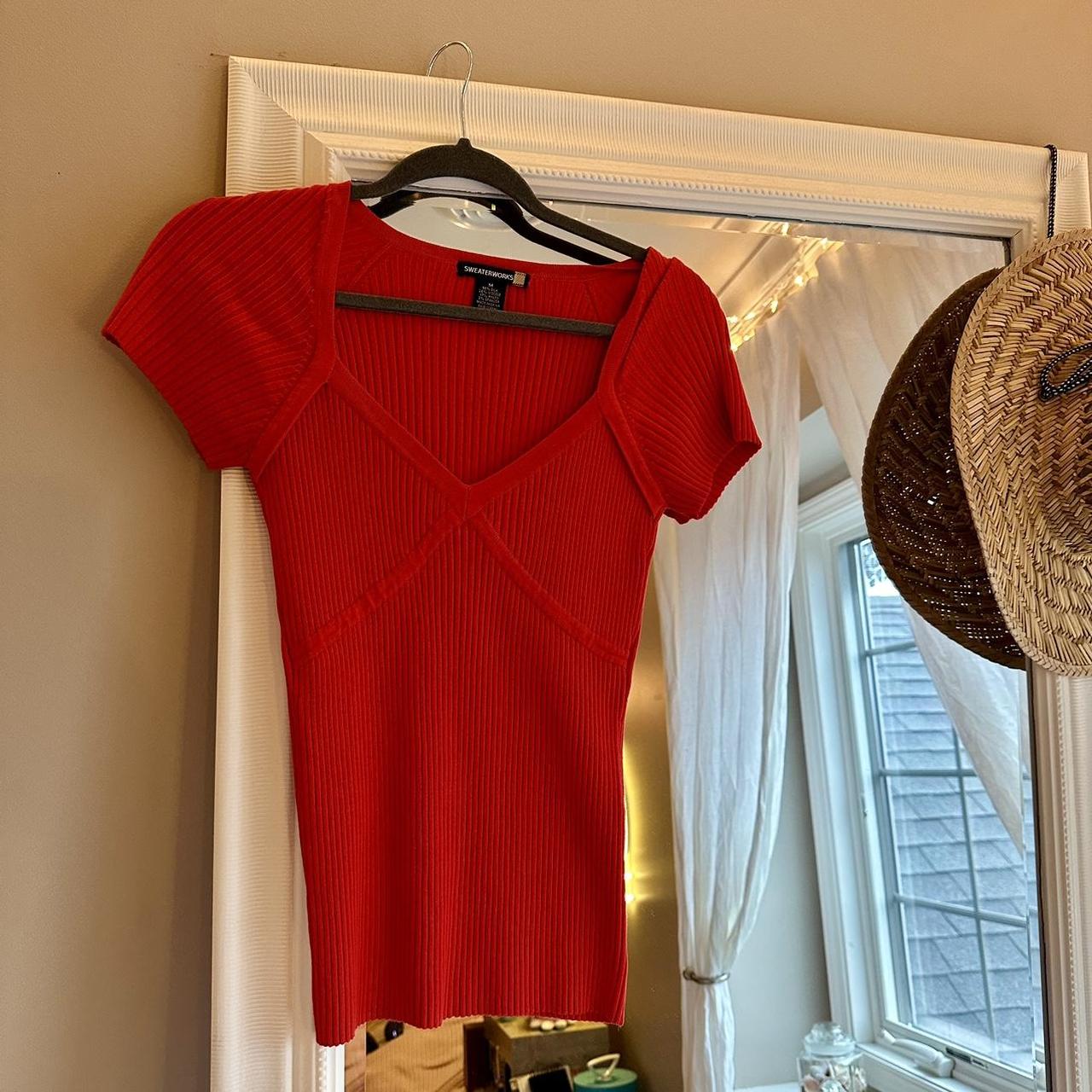Sweaterworks red sweater top - Depop