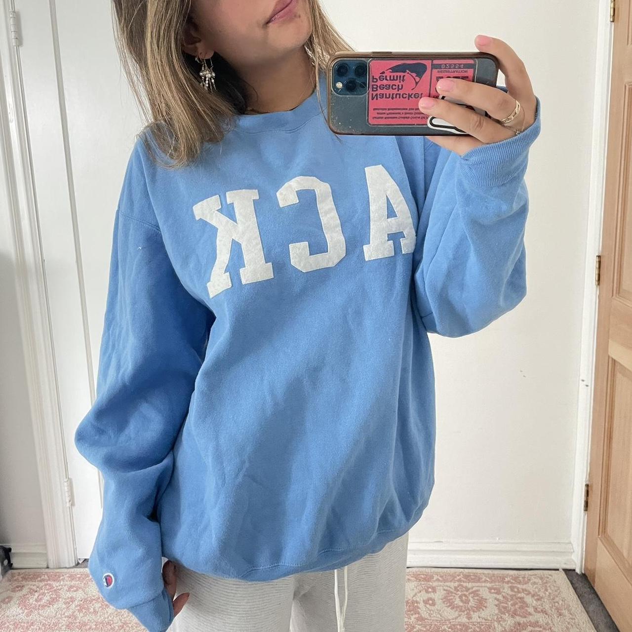 Light blue ACK Nantucket Spellout Crewneck Soooo... - Depop