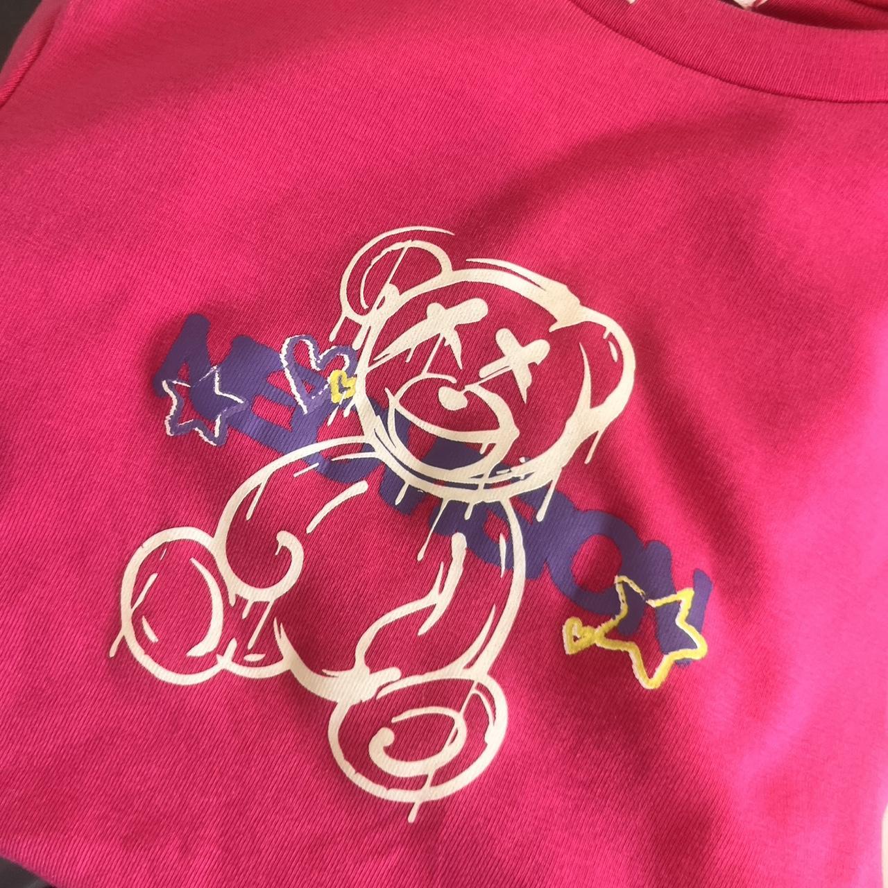 Super cool hot pink Neovision crop top with cute... | Depop