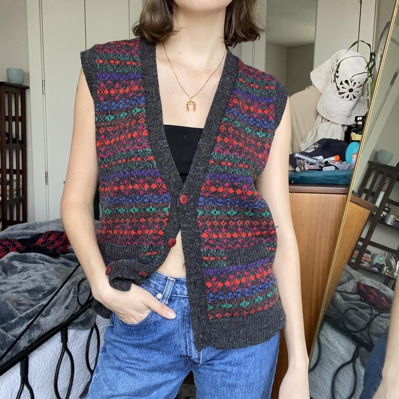 Colorful Vest, the front has a cute design! Size:M... - Depop