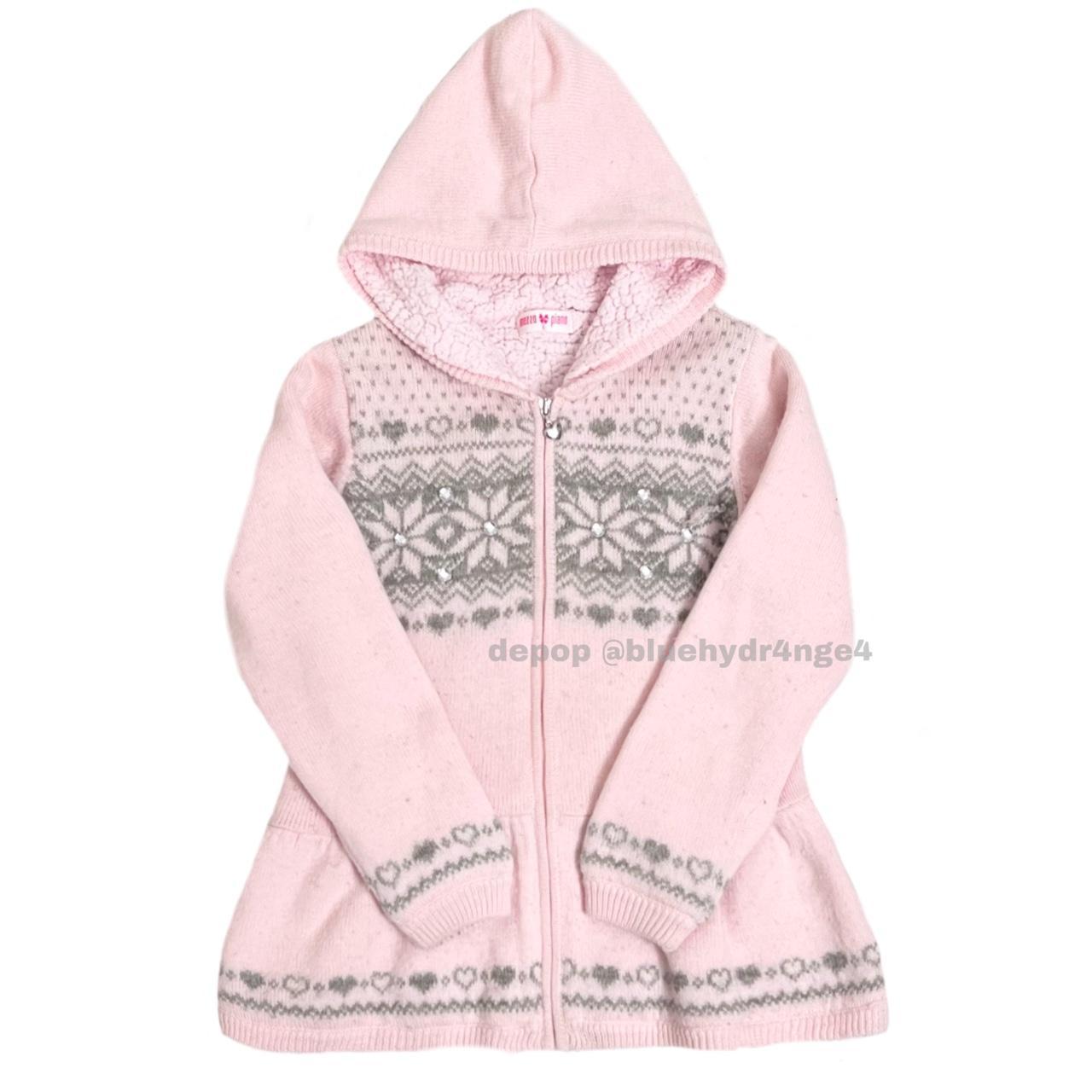 Mezzo Piano Snowflake Knit Rhinestone Zip Up Fur... - Depop