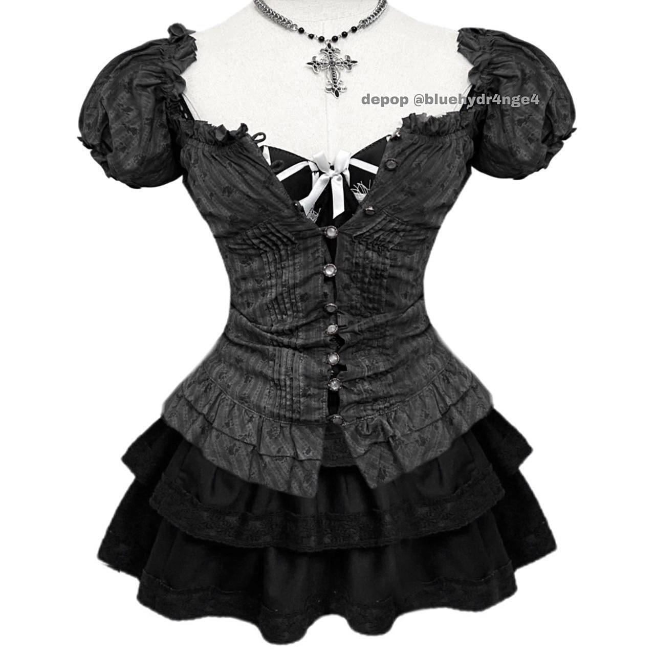 Gothic Grunge Frill Ruffle Lace Tulle Milkmaid Style... - Depop