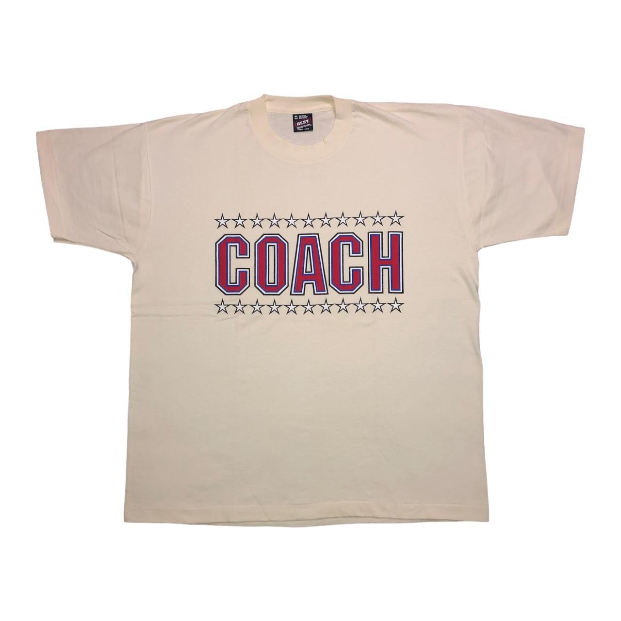 American Vintage Men's Cream and Red T-shirt | Depop