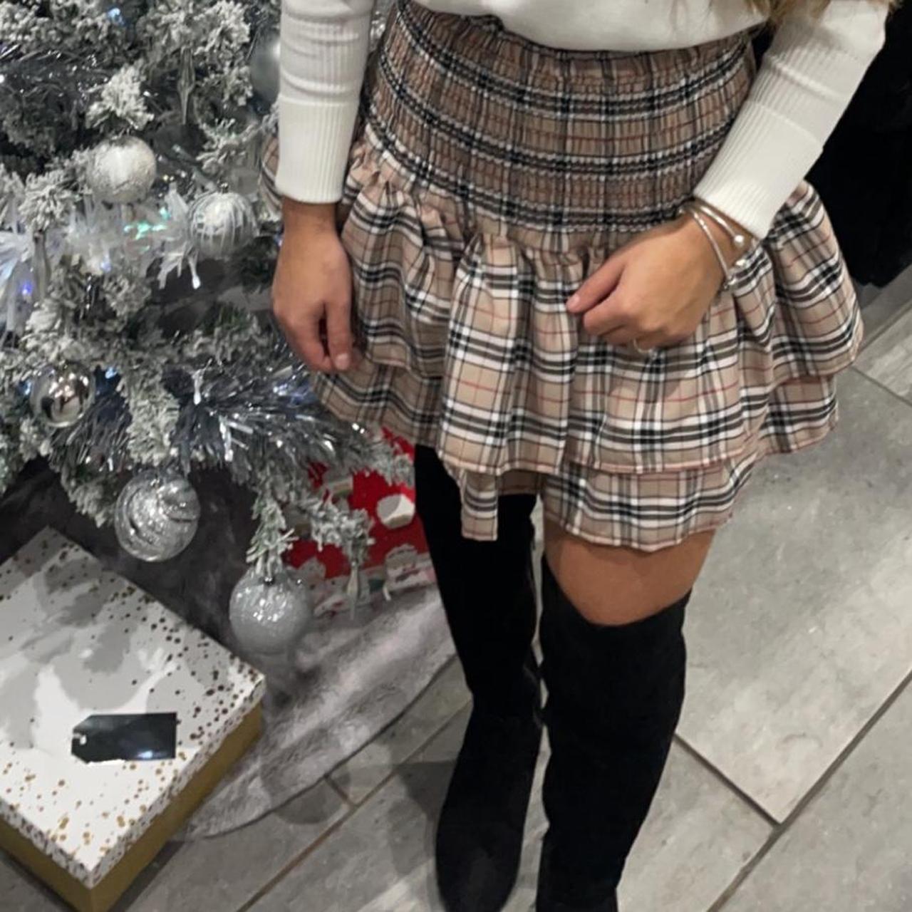 The Label by Cezara checkered ruffle rara skirt... - Depop