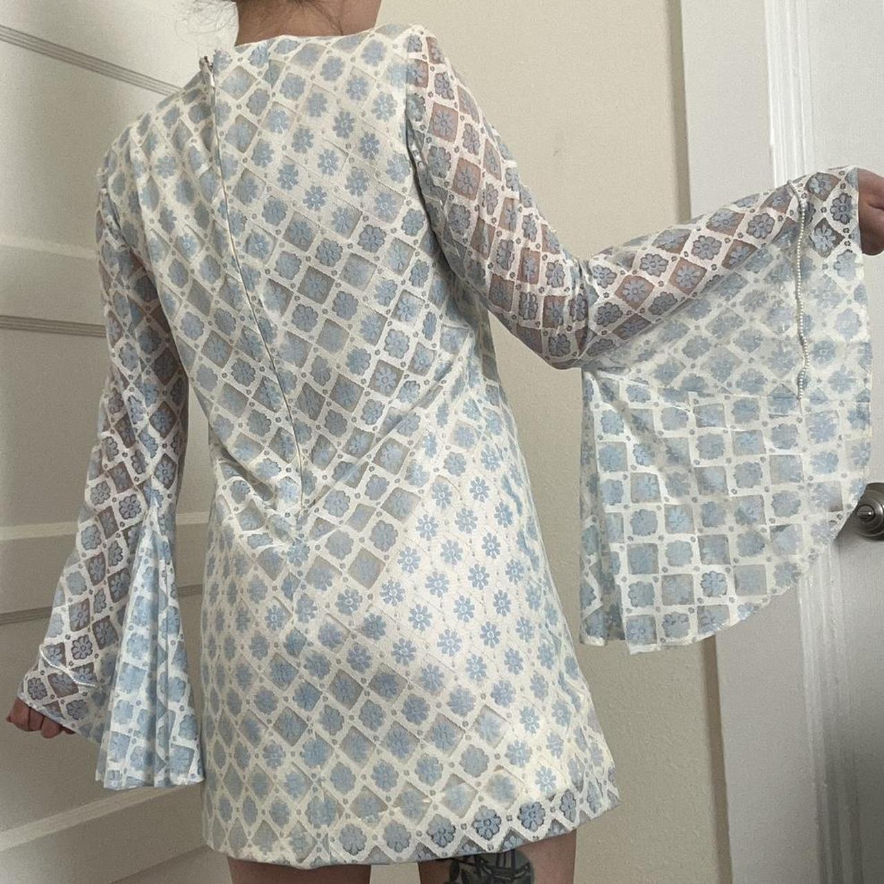 Vintage 60s mini dress with pearl detailing and... - Depop