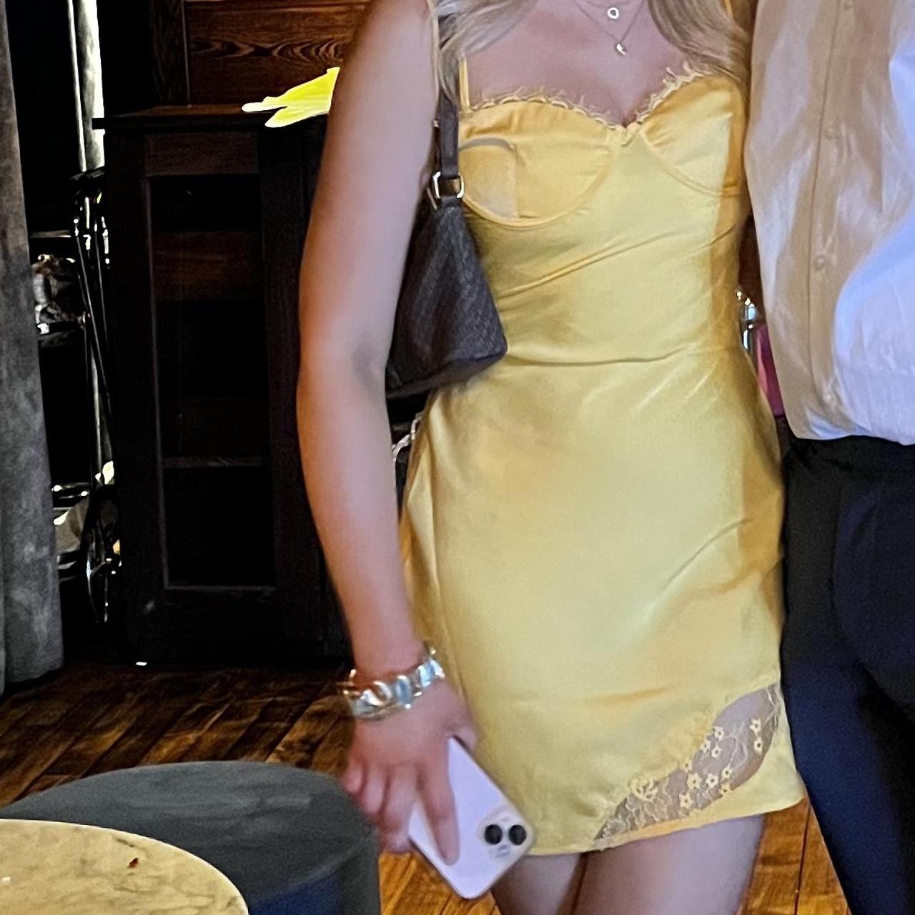 Meshki Women's Yellow Dress | Depop