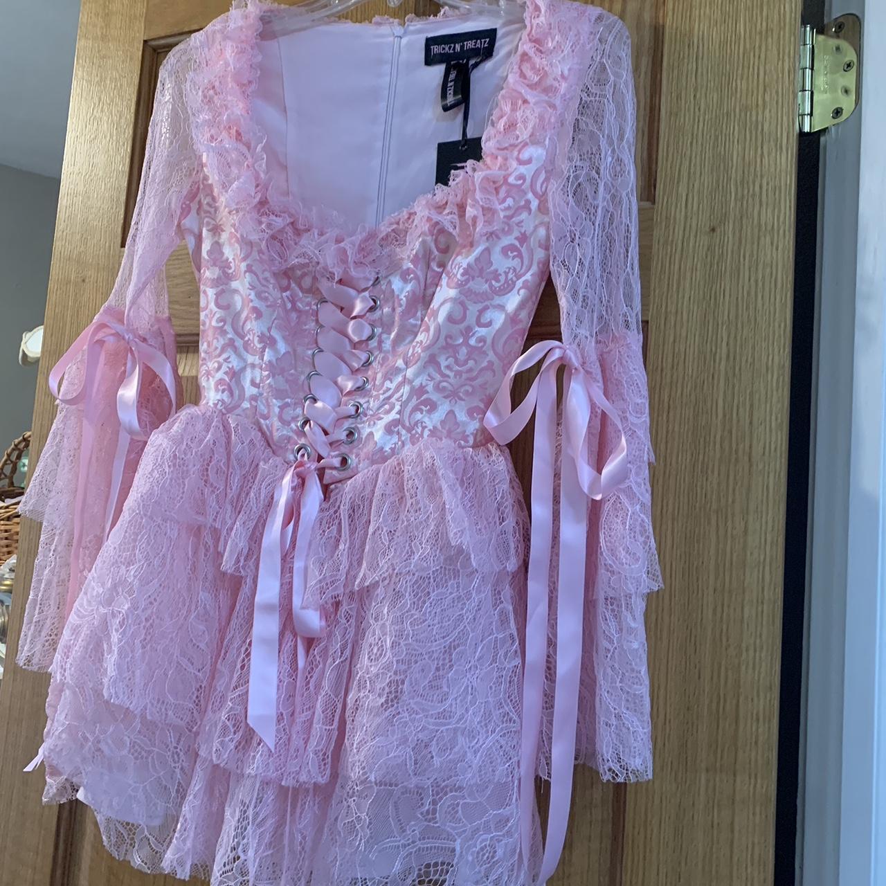 DollsKill pink lace and frills dress. Never worn... - Depop