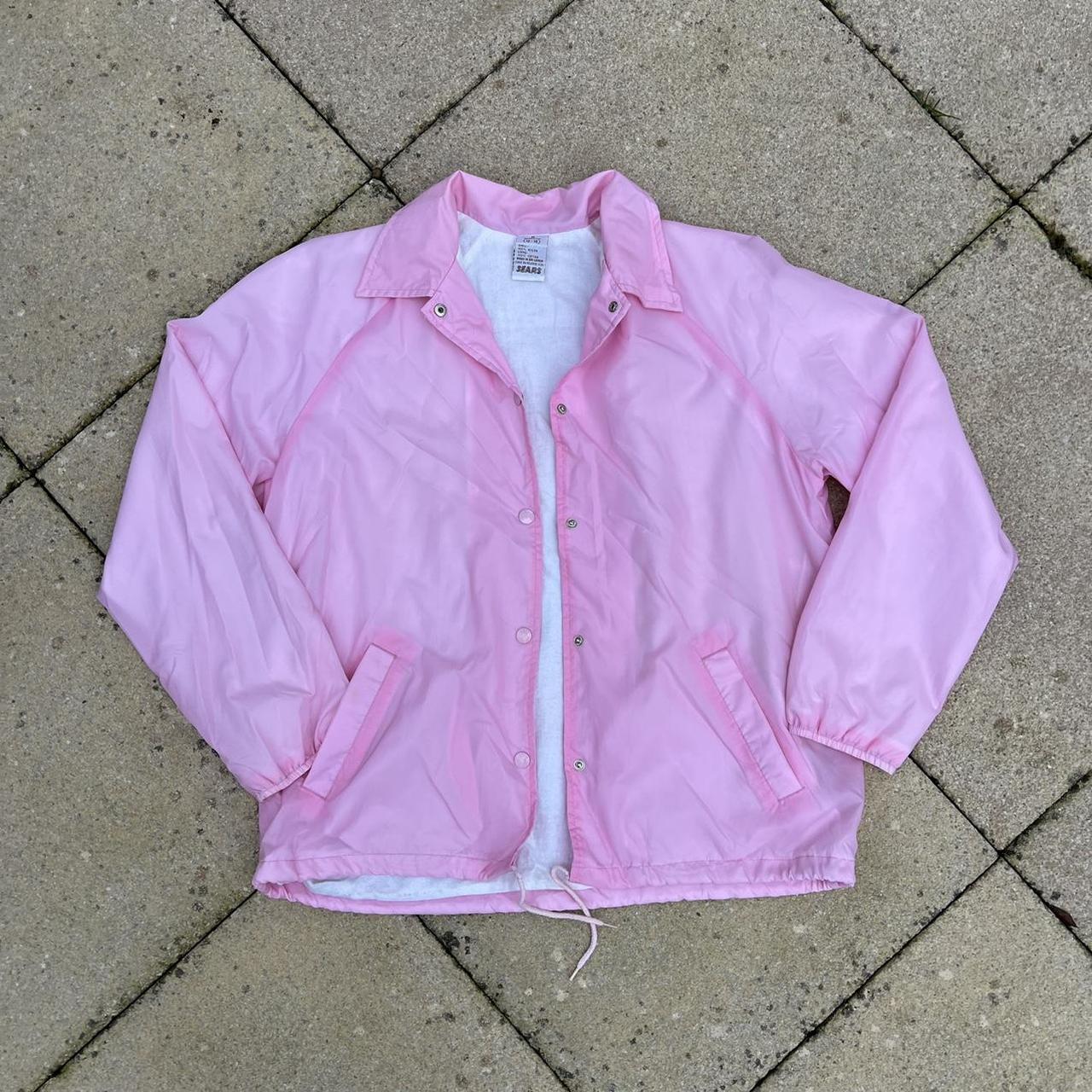 Vintage Sears baby pink coach jacket Size 12/14... - Depop