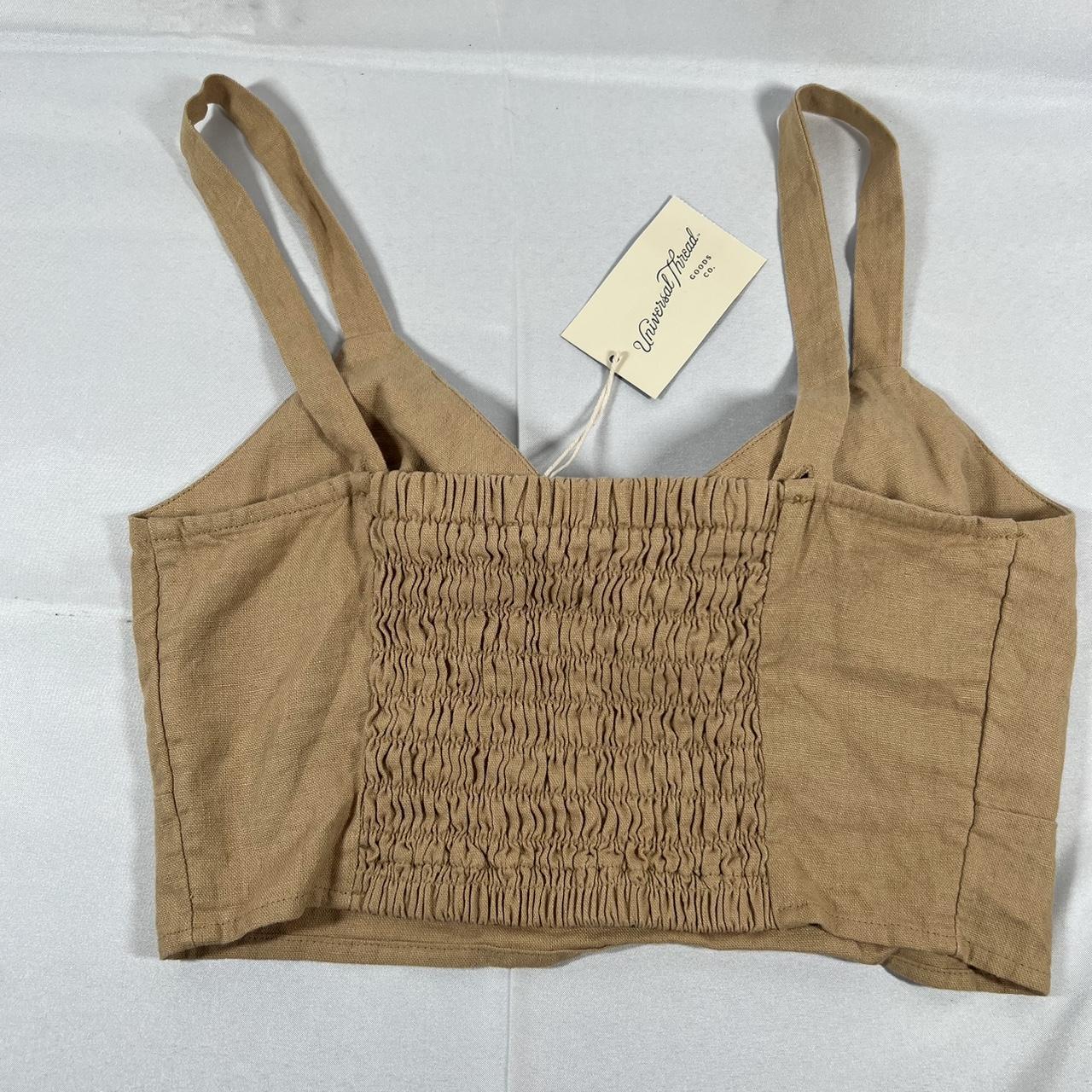 Universal Thread Women's Cream and Tan Crop-top | Depop