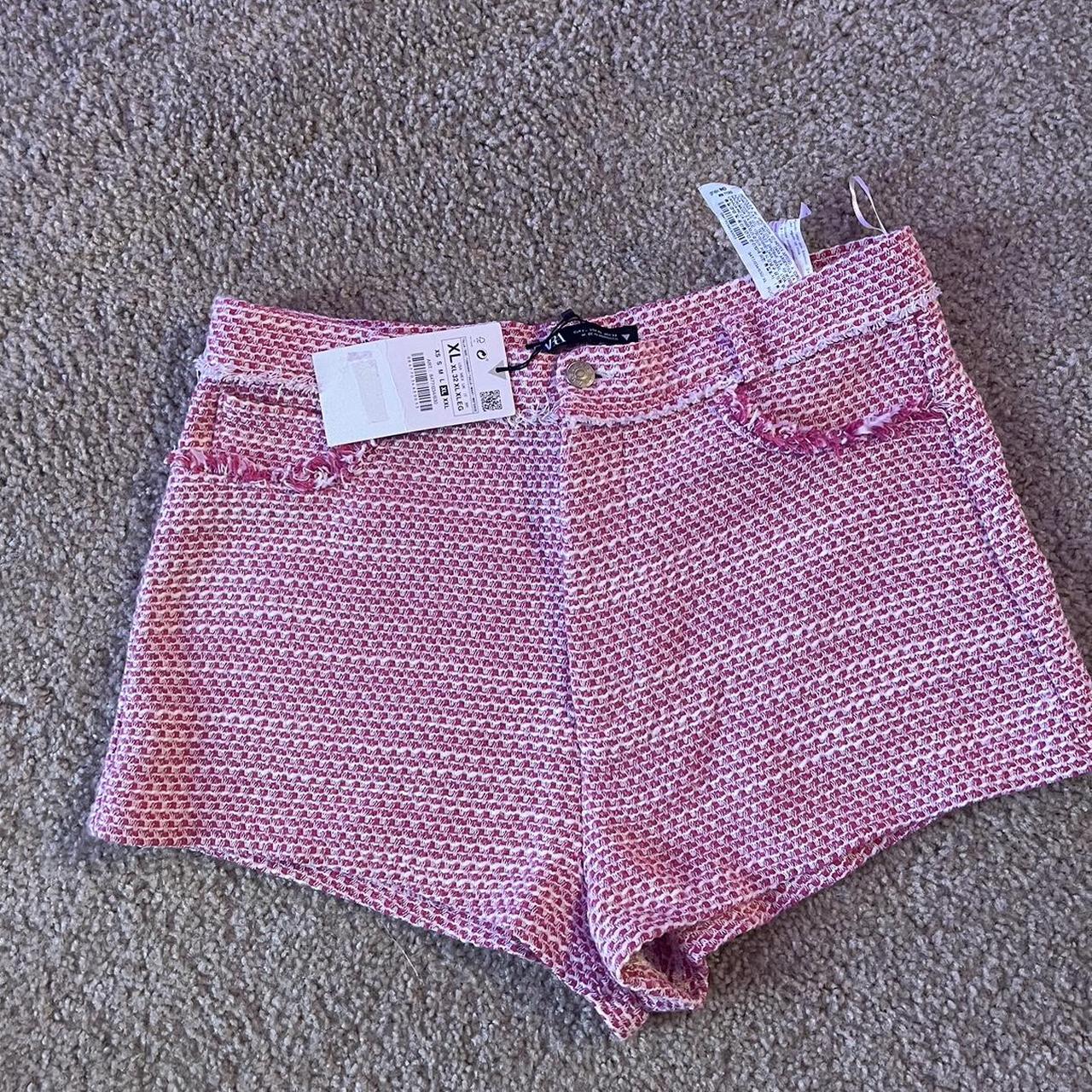 Zara Pink Twill Shorts - Depop