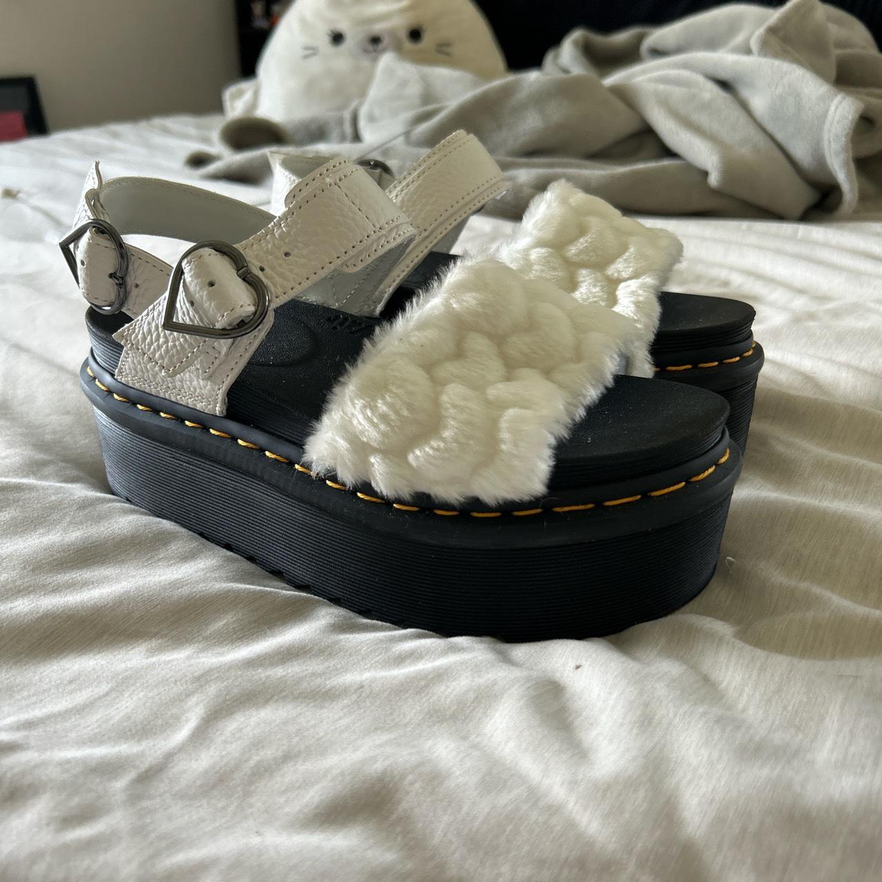 White platform doc martens sandals, front strap has... - Depop
