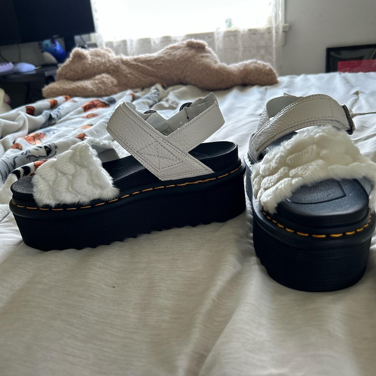White platform doc martens sandals, front strap has... - Depop
