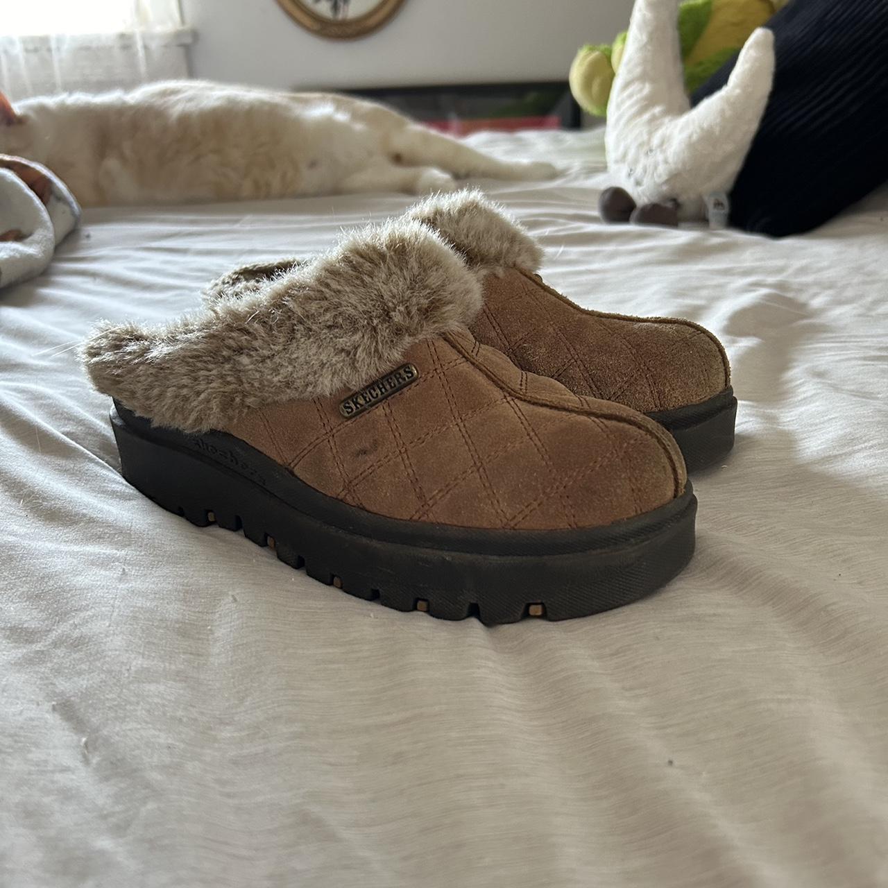 Brown platform sketchers slippers - Depop Brown platform sketchers slippers - Depop