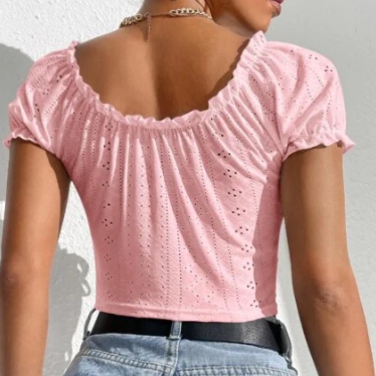 SHEIN Front Tie Low Neck Top Womens XS (AUS 6) Never... - Depop