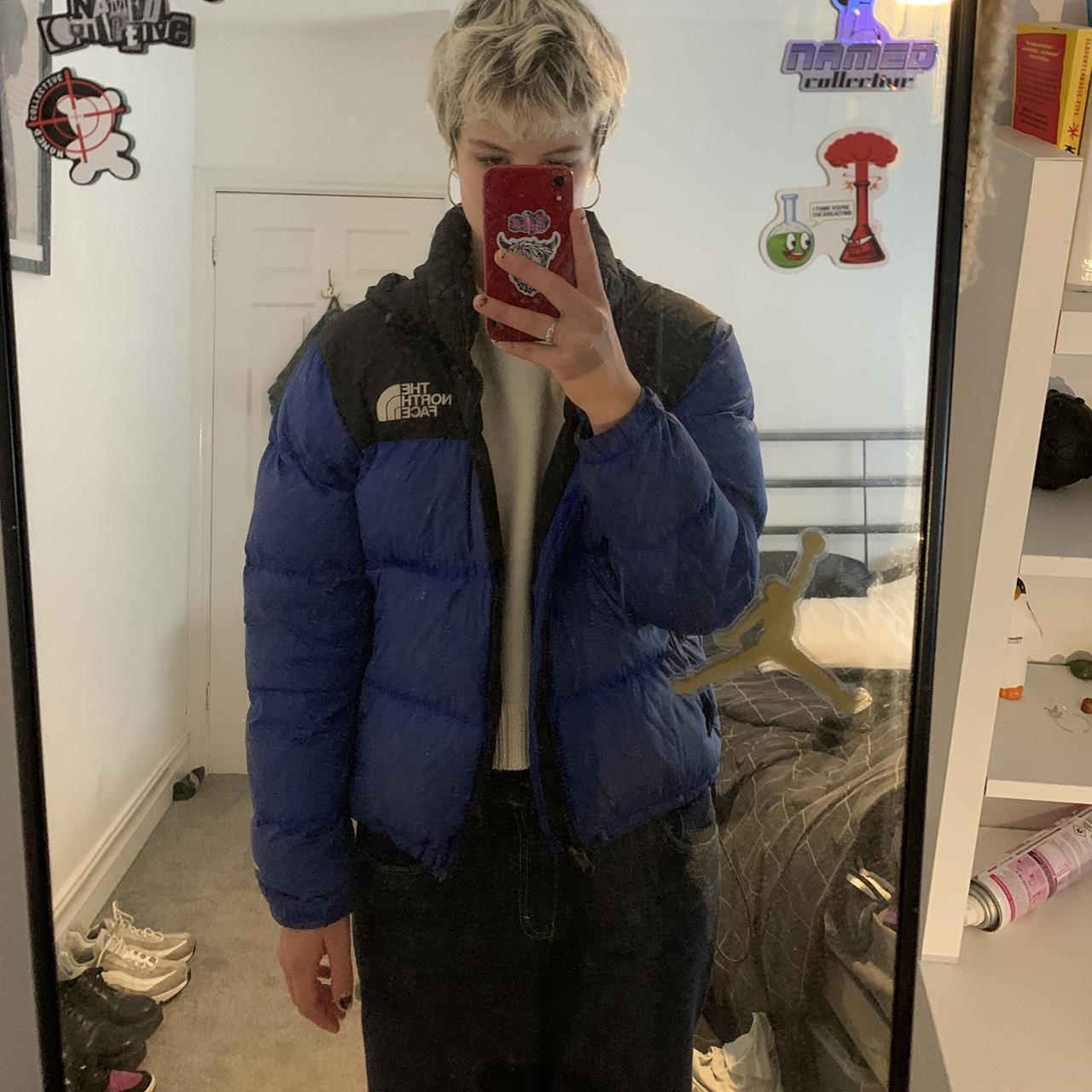 north face nuptse down puffa jacket, small paint... - Depop