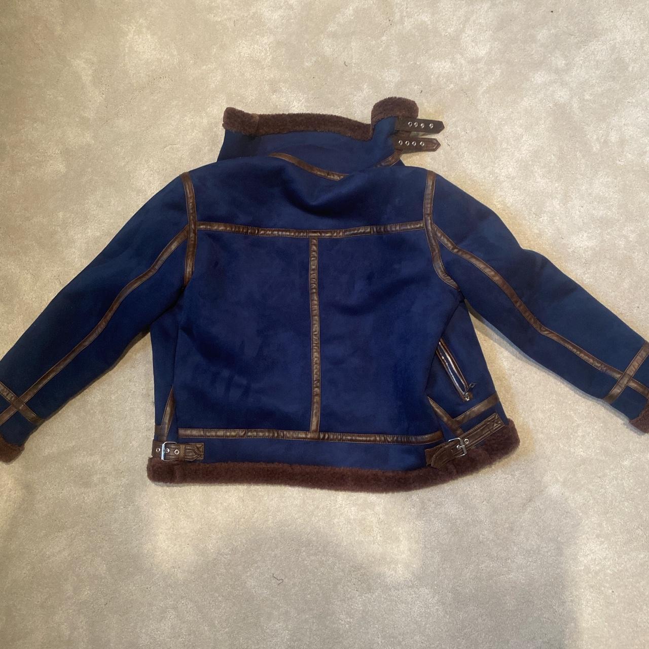 Zara jacket, shacket in blue with fur #zara #jacket... - Depop