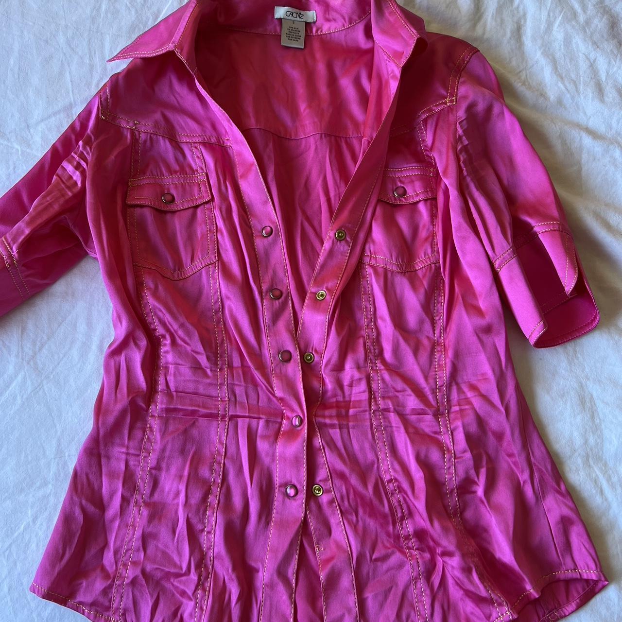 Cache neon pink #cowboy inspired button up top.... - Depop