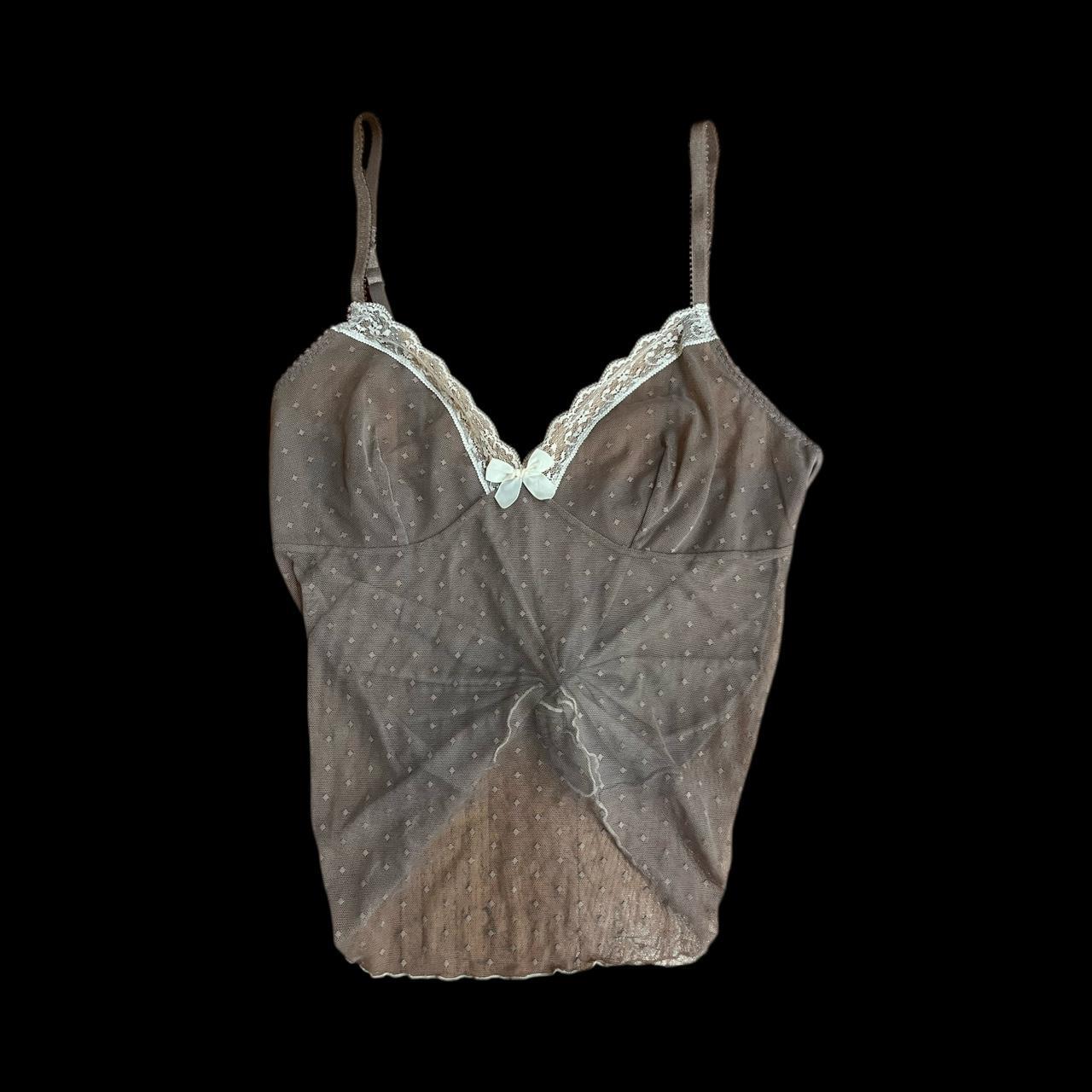 y2k mesh cami top with lace detailing. Tigger in the... | Depop
