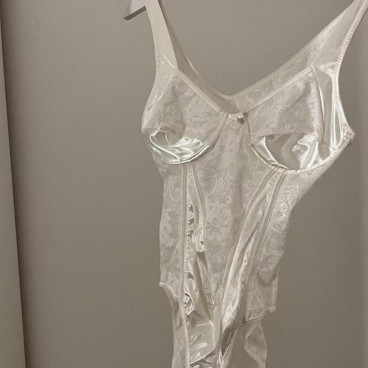 White lace bodysuit Beautiful vintage 80s dainty... - Depop