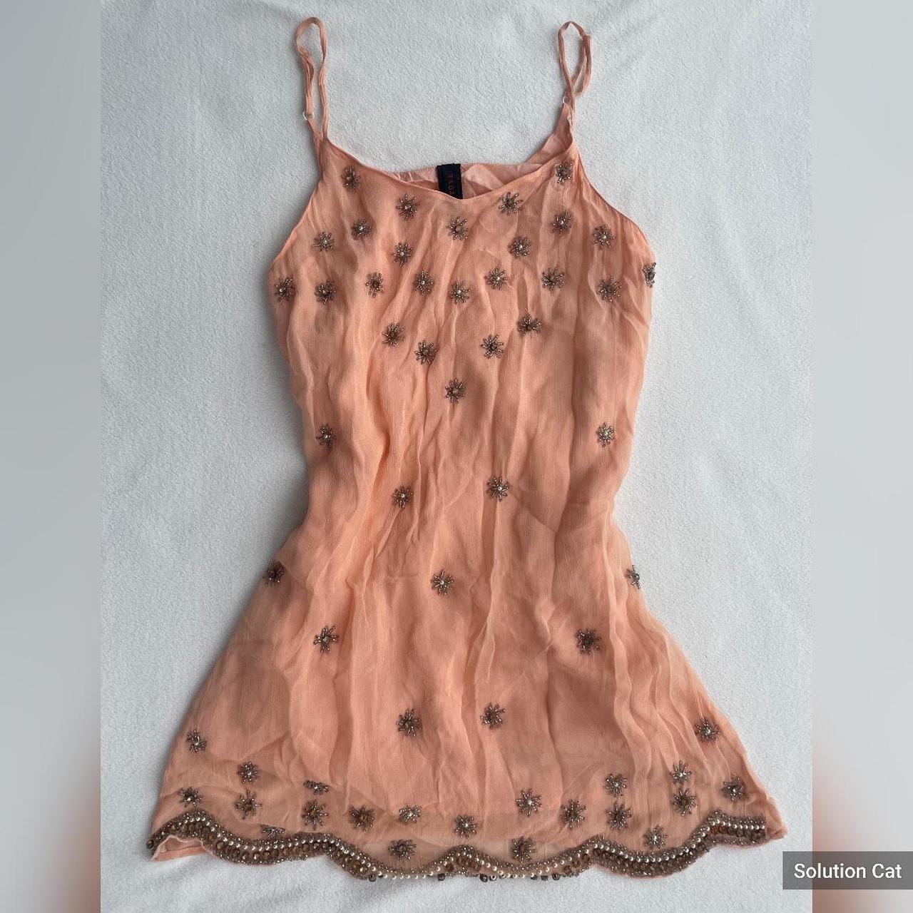 Raga Soft Peach Stargazing Embellished Dress Made... - Depop