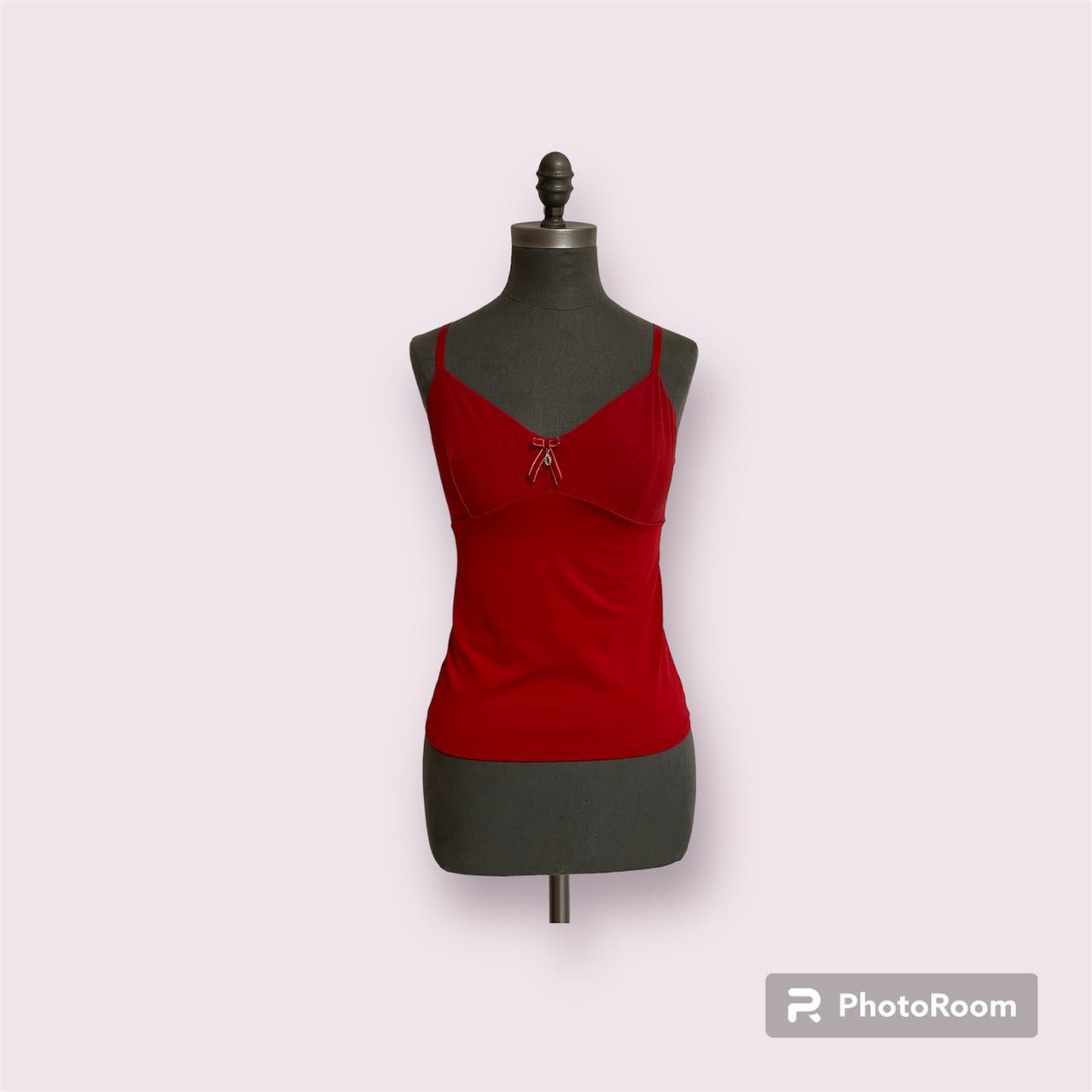 Early 2000’s Victorias Secret cherry red top with... - Depop